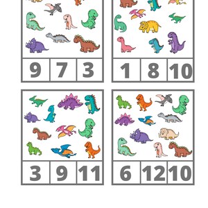 Dinosaur Themed Count and Clip Cards - Etsy
