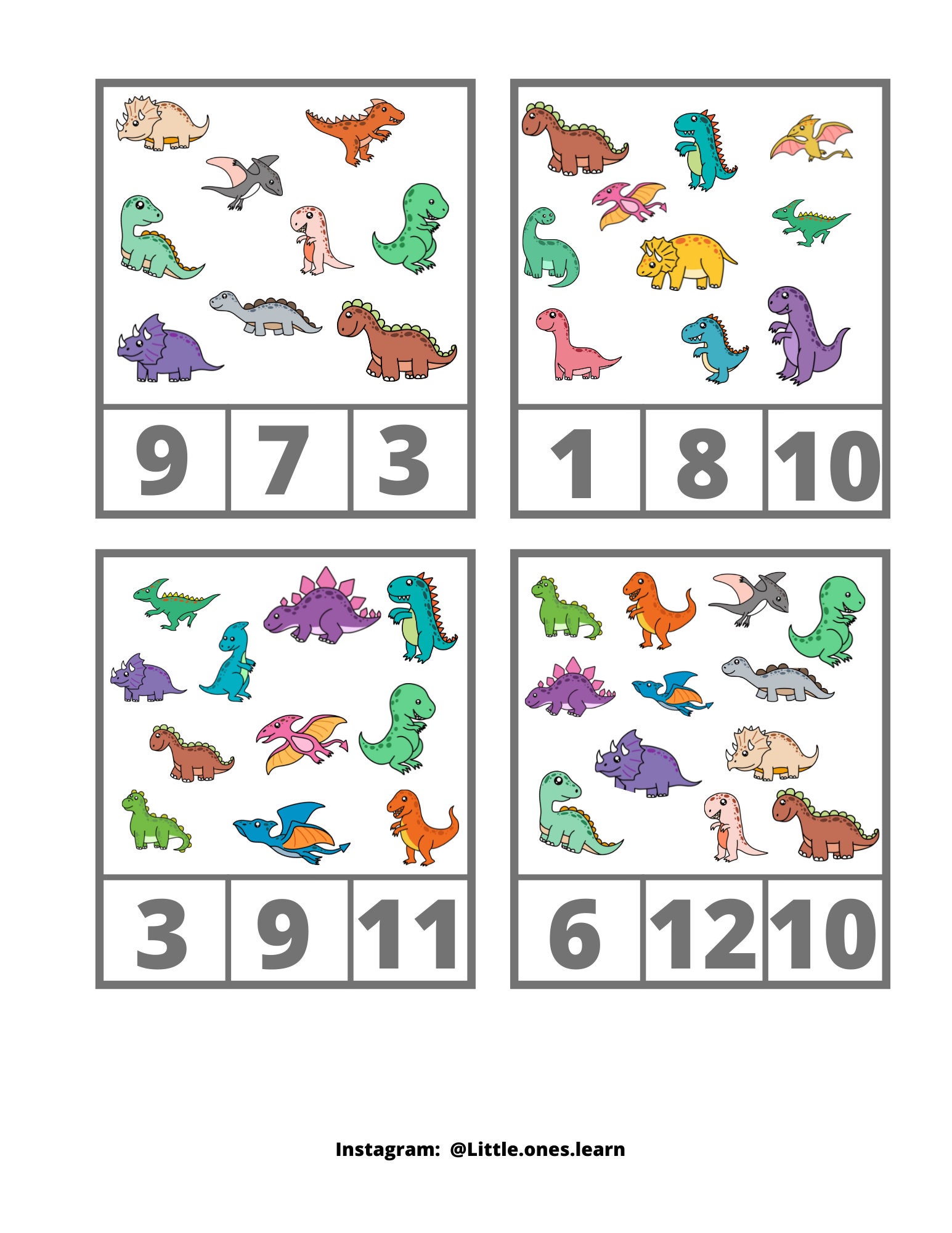 Dinosaur Themed Count and Clip Cards - Etsy