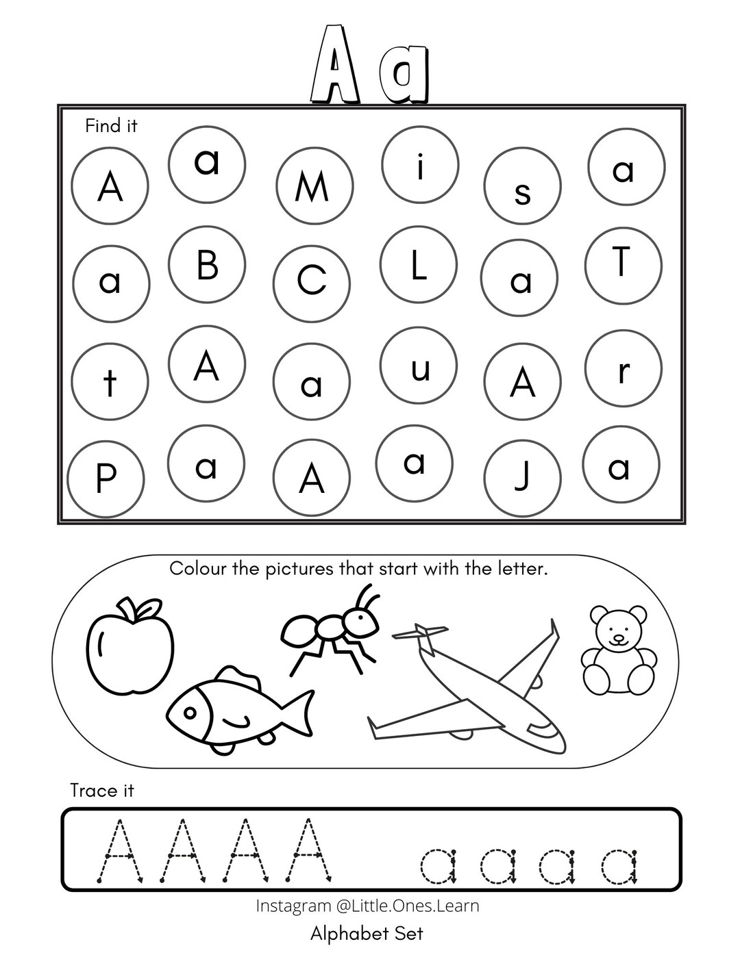Alphabet Worksheets - Uppercase, Lowercase and Beginning Sounds - ABC ...