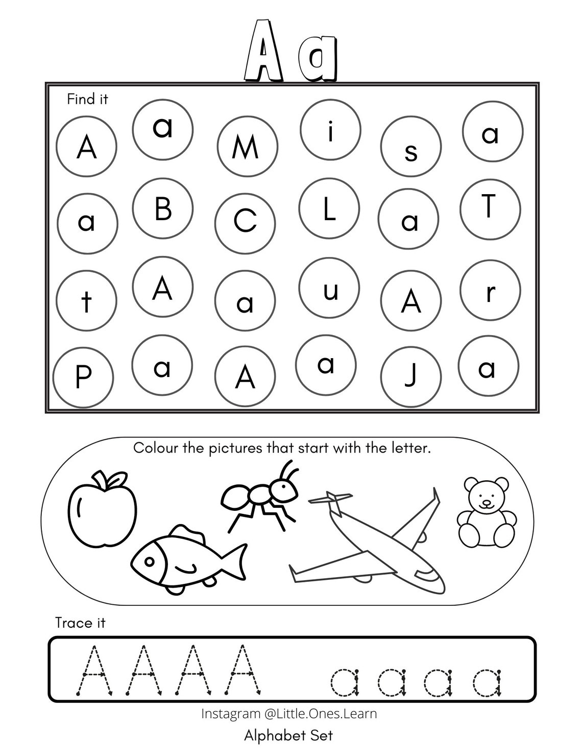Alphabet Worksheets - Uppercase, Lowercase and Beginning Sounds - ABC ...