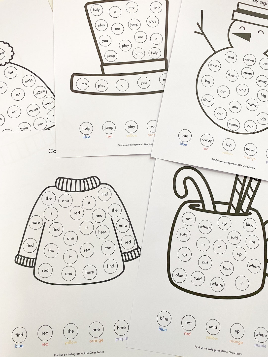 Winter Colour by Number - Sight Word Worksheets - Sight Word Practice ...