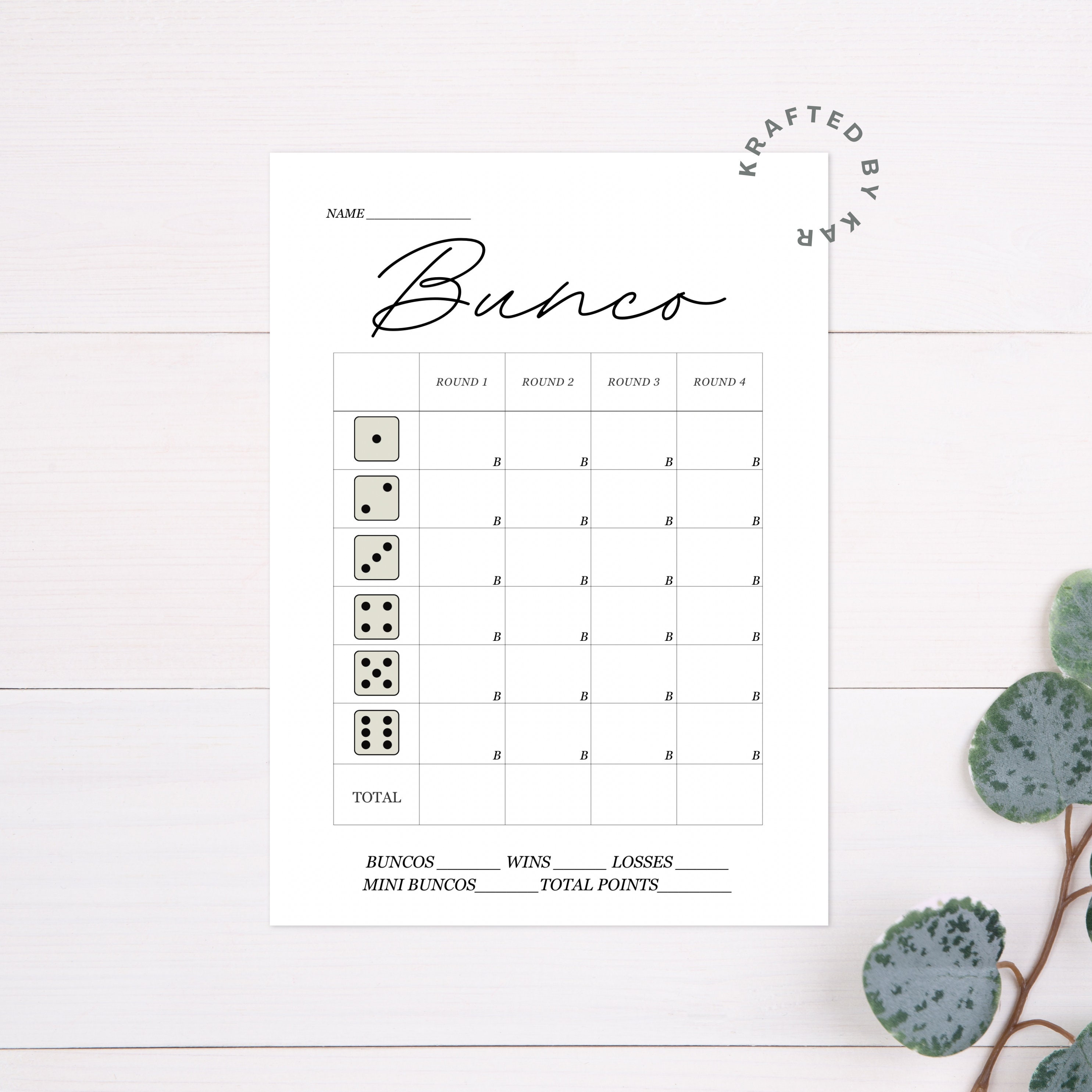 Bunco Scorecard Printable - Etsy
