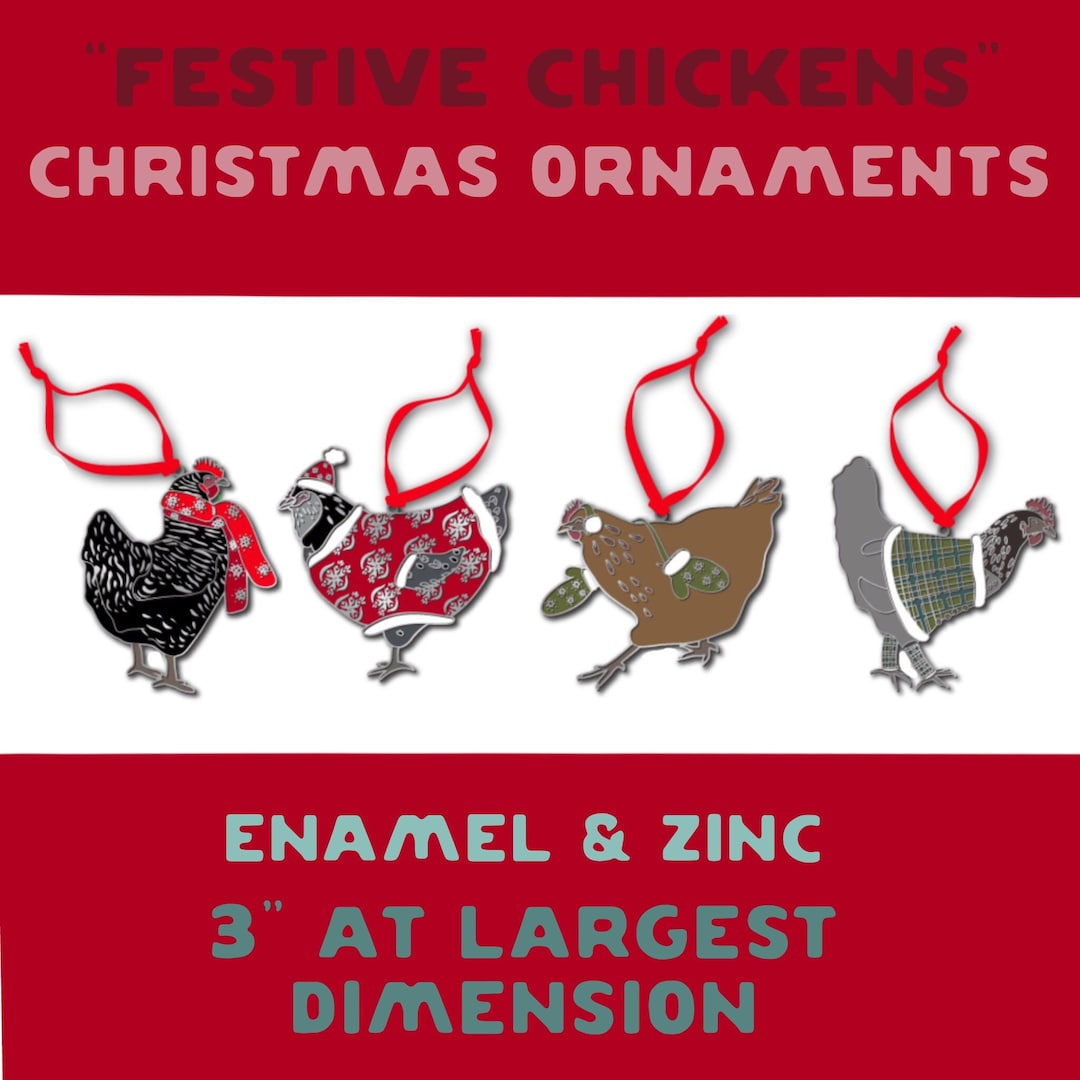 Chicken Ornaments - Festive Chickens - Christmas - Holiday - Decoration ...