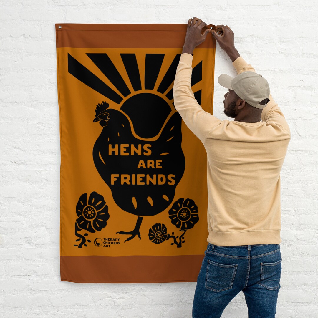 Hens Are Friends - Flag - Large Wall Art - Indoor - Outdoor - Tapestry ...