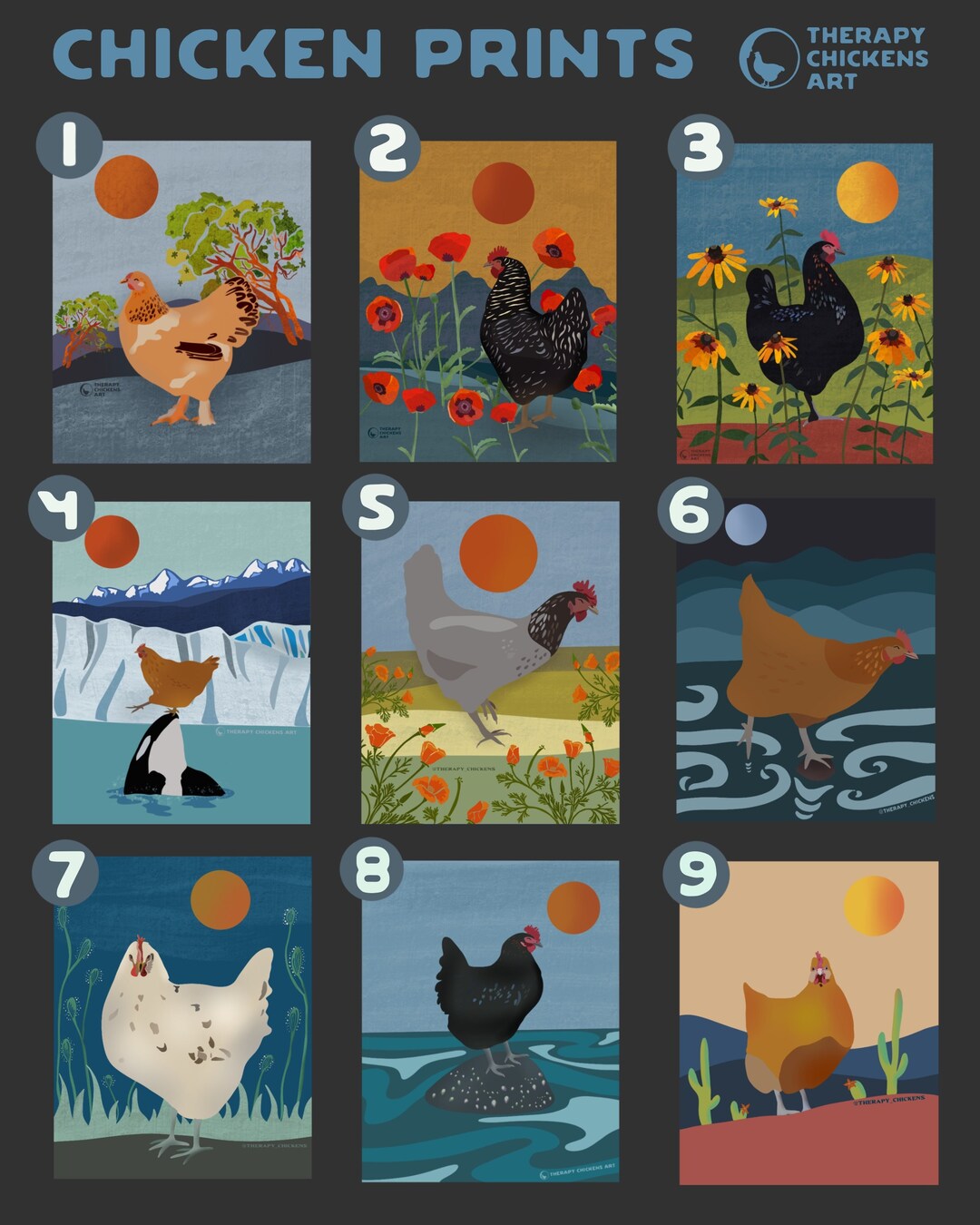 Colorful Chicken Art Prints – Farmhouse Wall Decor - Etsy