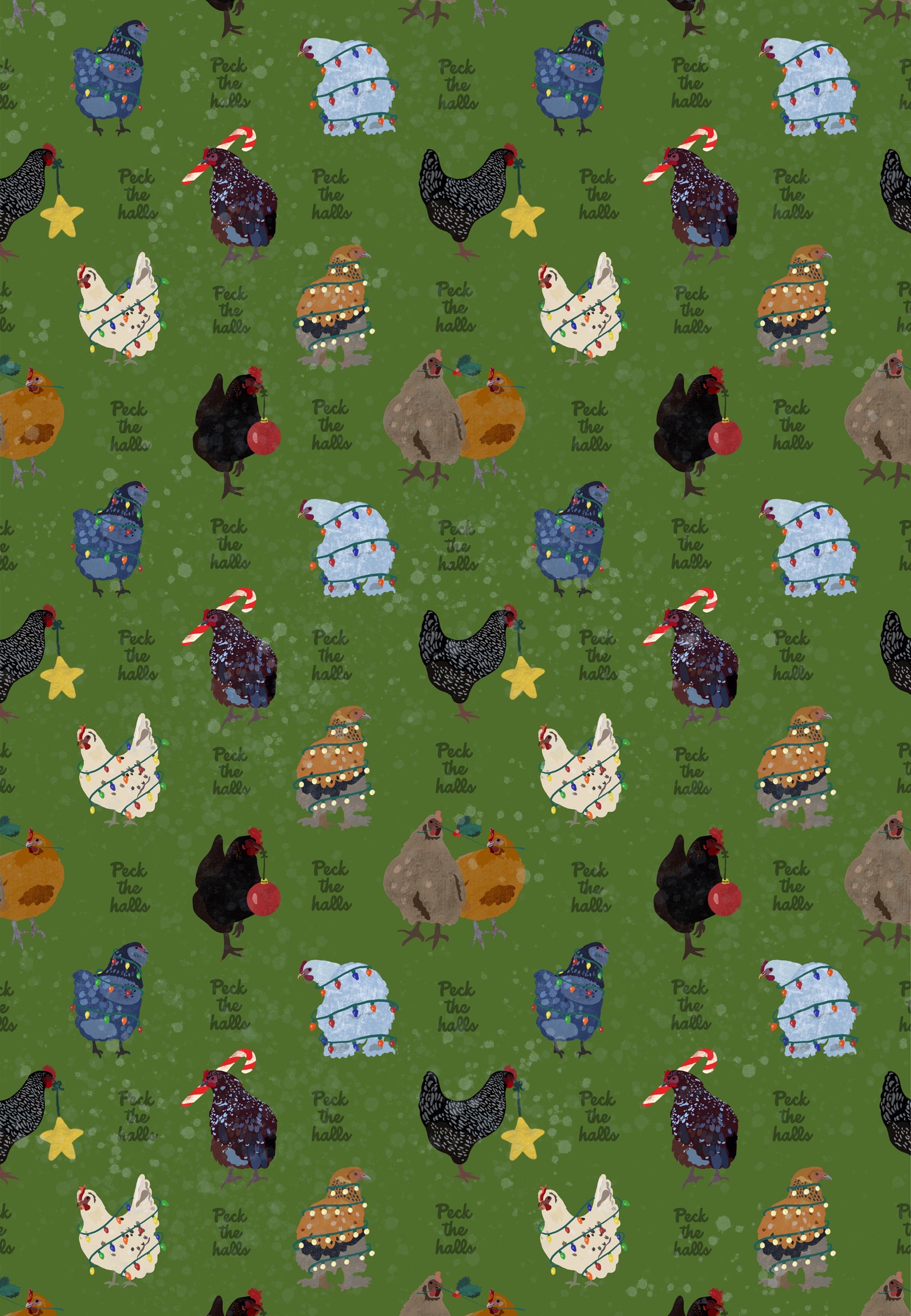 Christmas Chicken Gift Wrap: Holiday Designer Wrapping Paper - Etsy