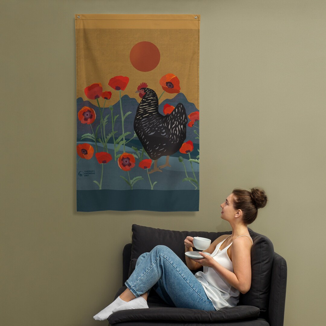 Poppy Hen - Flag - Large Wall Art - Indoor - Outdoor - Tapestry ...