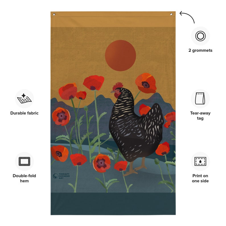 Poppy Hen Flag Large Wall Art Indoor Outdoor - Etsy