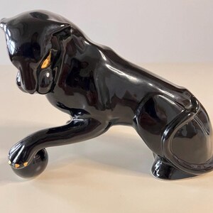 Vintage Art Deco Sculpture Black Glazed Porcelain Panther Figurine ...