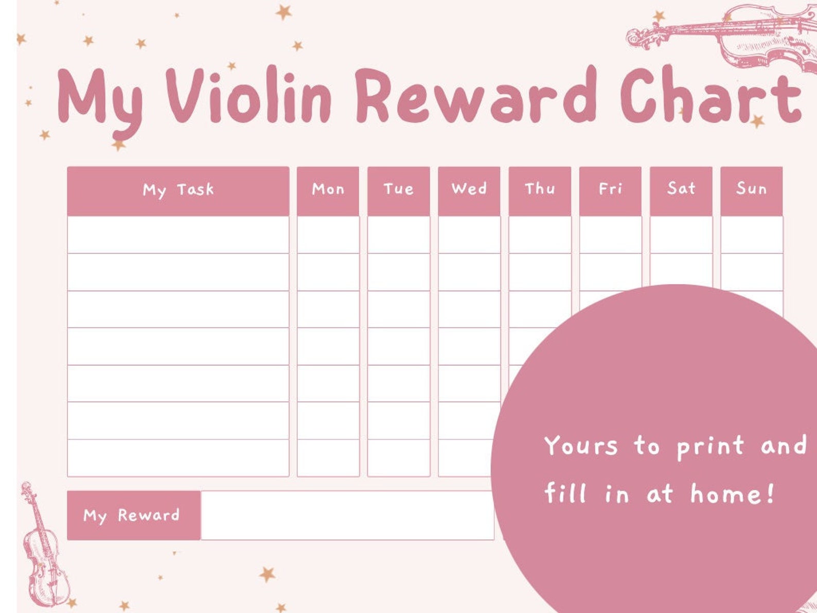 Reward Chart, Music Reward Chart, Reward Chart Printable, Kids Routine ...