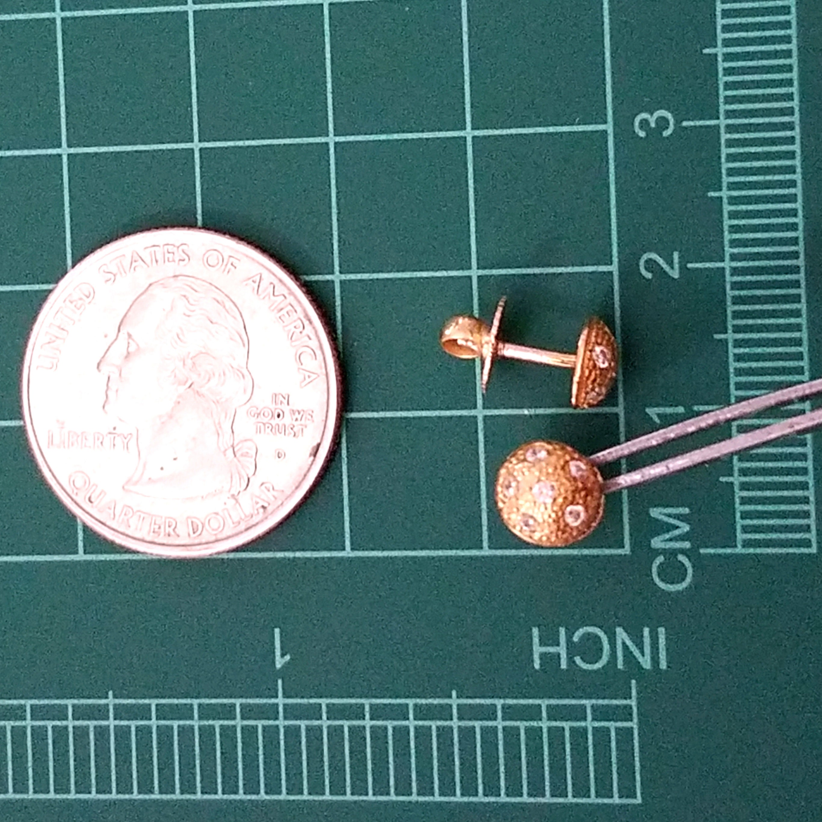 22k Solid Gold White Semi-sphere Earrings. Anniversary Gift - Etsy