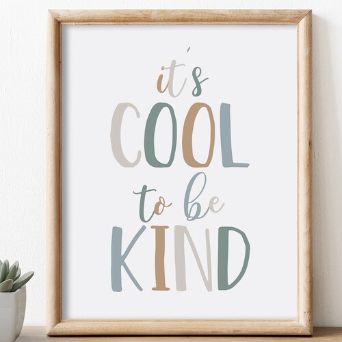 Boys Digital Art Print Cool to Be Kind Printable Instant - Etsy