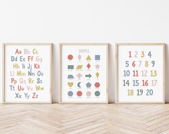 Classroom Decor Set of 3 Alphabet Poster Shapes Print | Etsy