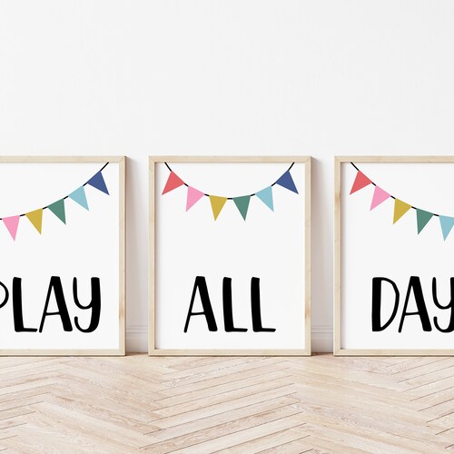 Play All Day Print Playroom Decor Printable Wall Art - Etsy