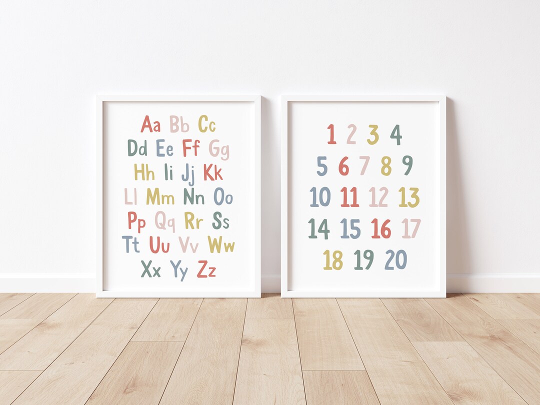 Classroom Decor Set of 2, Alphabet Poster, Numbers Poster, Educational ...