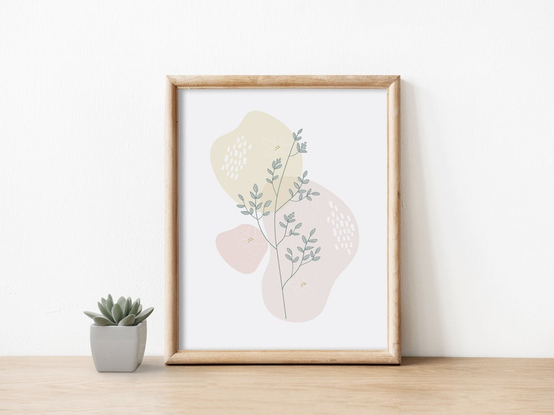 Boho Floral Print, Minimal Floral Wall Art, Boho Nursery Print, Girls ...