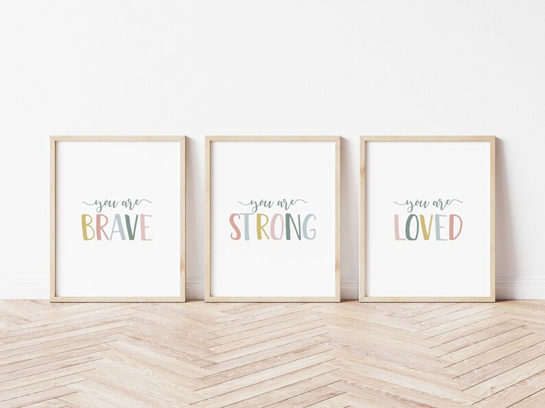 You Are Brave Print, Brave Strong Loved Print, Kid Inspirational Poster ...