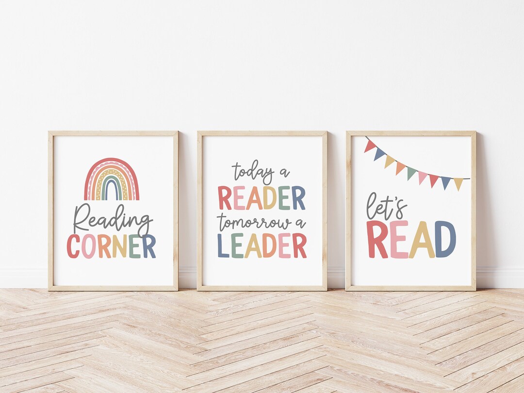 Today a Reader Tomorrow a Leader Wall Art, Let's Read, Homeschool Wall ...