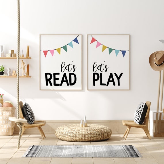 Prints Digital Prints Reading Corner Poster Playroom Wall Art Set of 2 ...