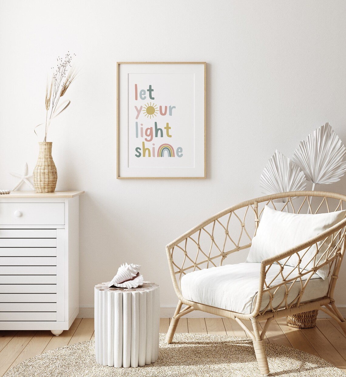 Let Your Light Shine, Christian Wall Art, Boho Nursery Print, Girls ...