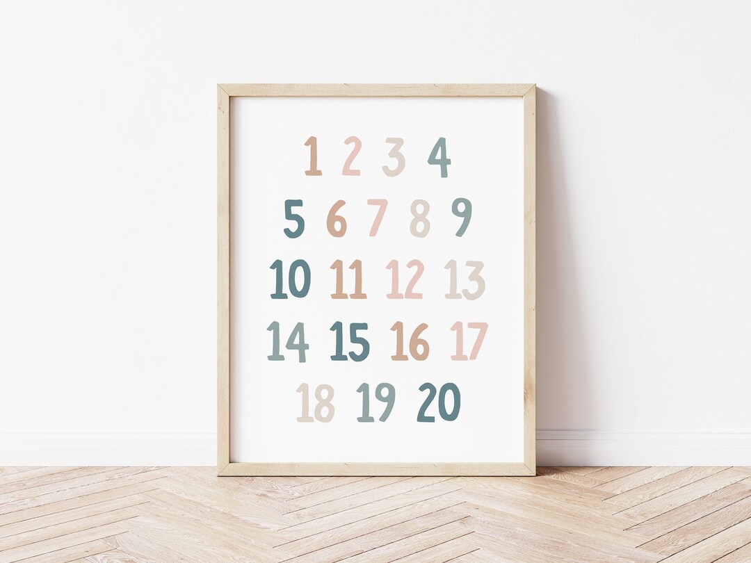 Numbers Poster, 1-20 Numbers Print, Educational Print, Neutral Playroom ...