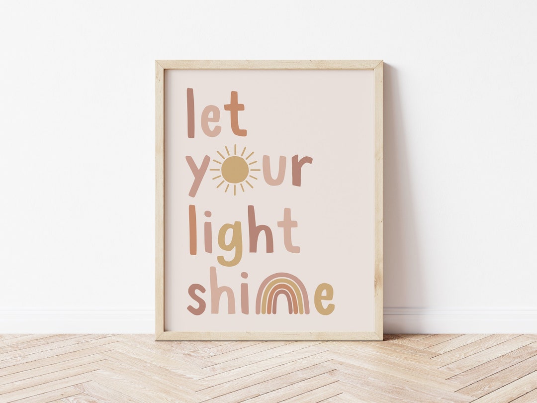 Let Your Light Shine, Christian Wall Art, Boho Nursery Print, Girls ...