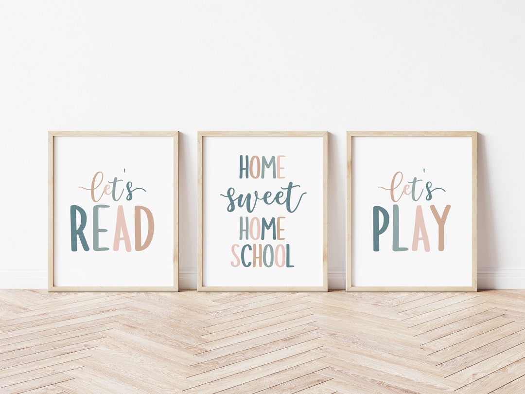 Home Sweet Homeschool Wall Art, Homeschool Sign, Lets Read Print, Lets ...
