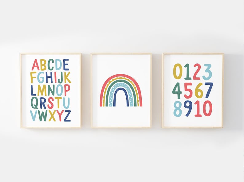 Classroom Decor Set of 3, Alphabet Poster, Numbers Poster, Educational ...