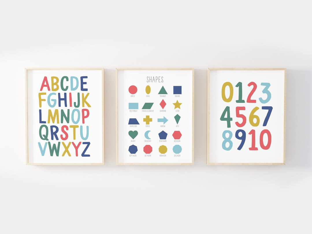 Classroom Decor Set of 3, Alphabet Poster, Numbers Poster, Educational ...
