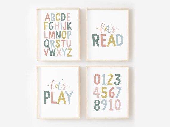 Alphabet Poster ABC Poster Numbers Print Lets Read Lets - Etsy