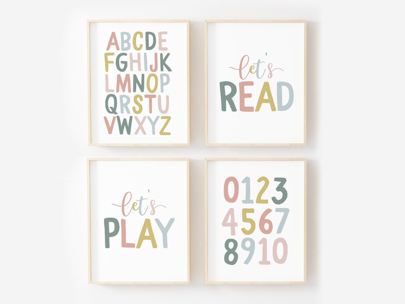 Alphabet Poster ABC Poster Numbers Print Lets Read Lets - Etsy
