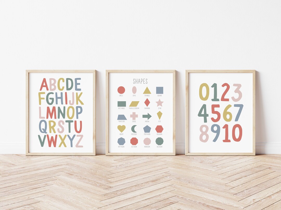 Classroom Decor Set of 3 Alphabet Poster Shapes Print - Etsy