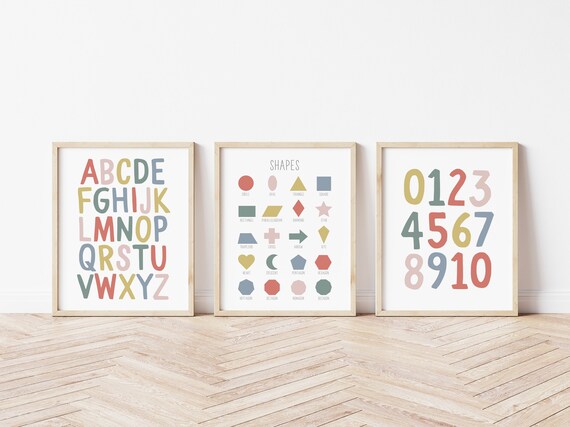Classroom Decor Set of 3 Alphabet Poster Shapes Print | Etsy