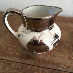 Miniature Sandland Ware Vintage Creamer and Sugar, Silver Lustre Leaf ...