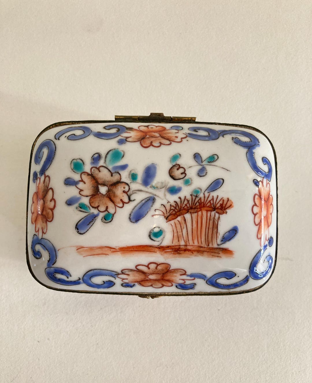 Antique French Porcelain Patch Box, Hinged Porcelain Hand Painted ...