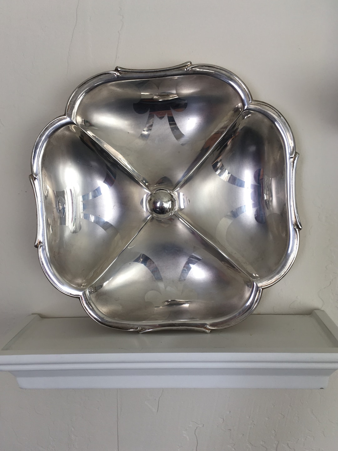 Vintage Silver Plate Divided 4 Way Serving Candy Dish Unique Design ...
