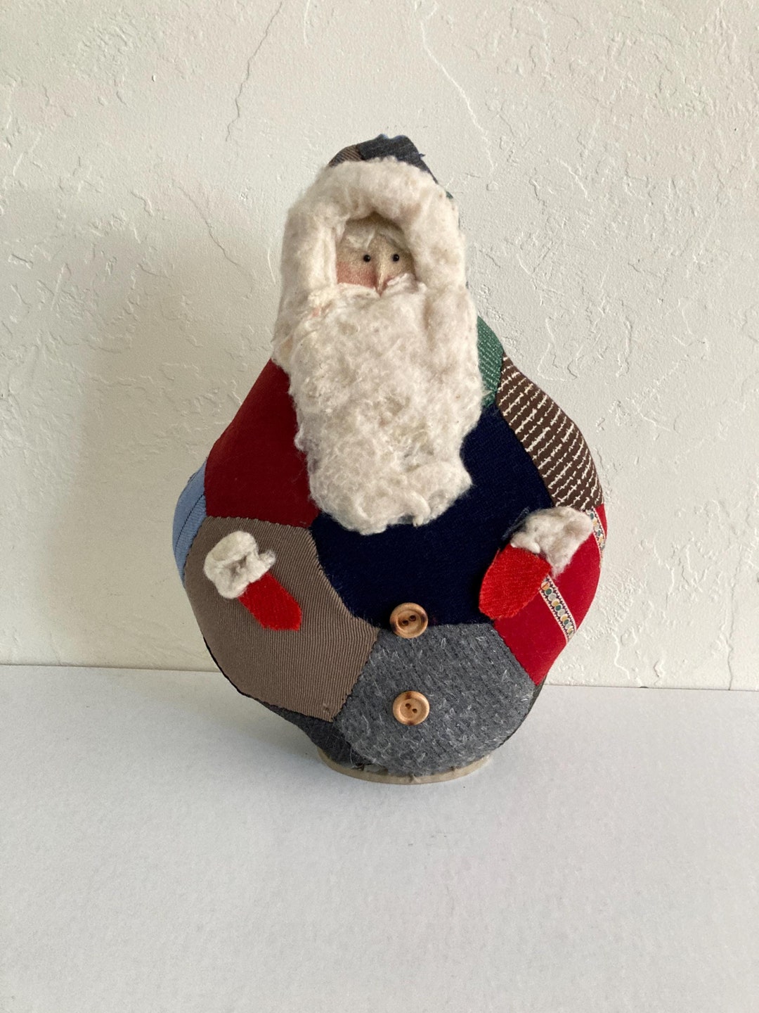 Vintage Roly Poly Stuffed Santa 12", Handmade Santa Claus, Vintage Xmas ...