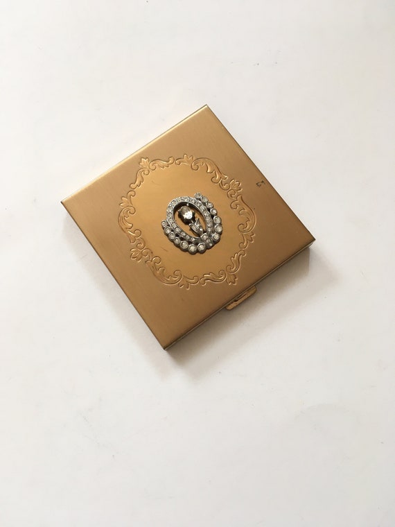 Rhinestone compact gold - Gem
