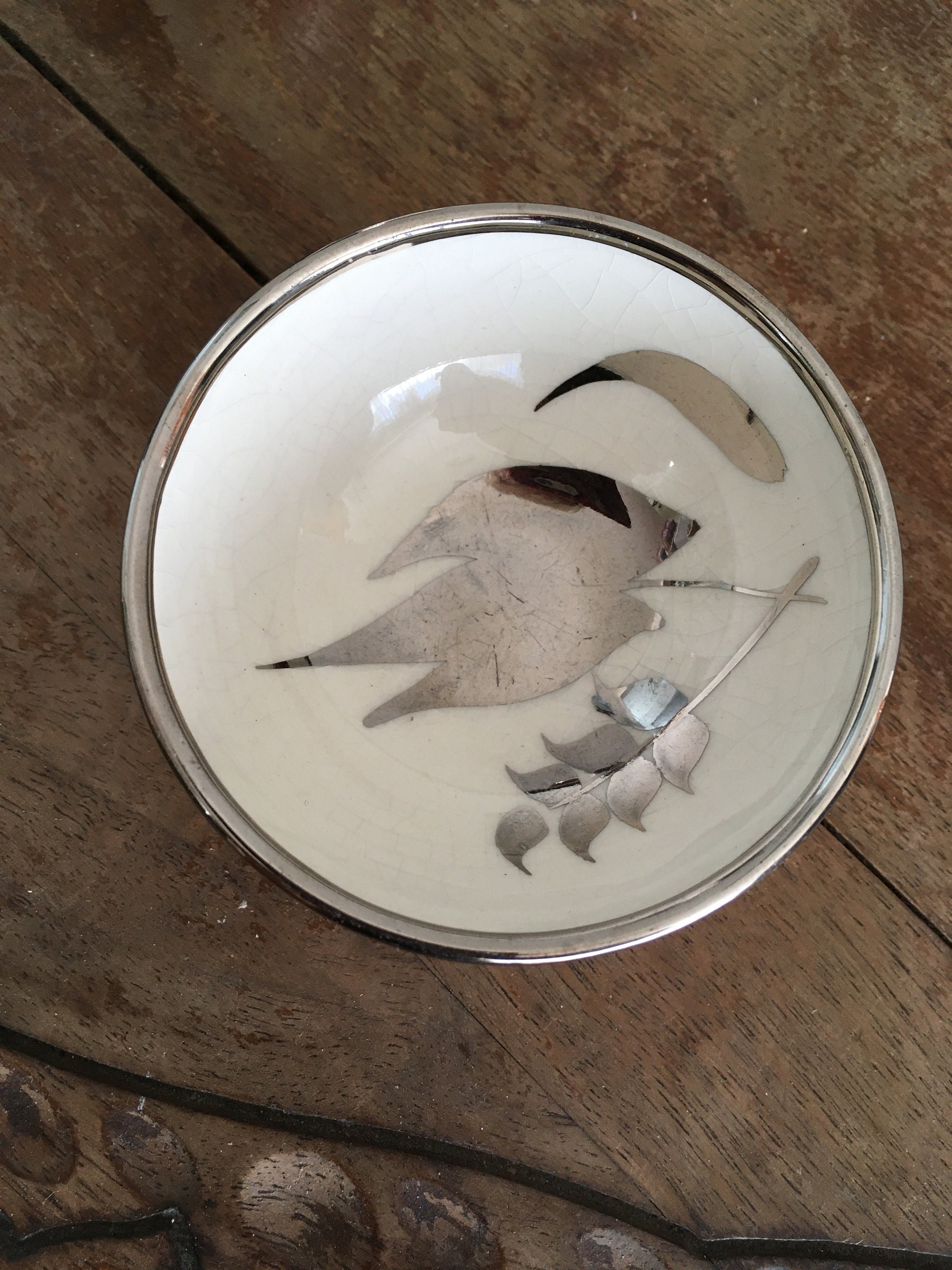 Miniature Sandland Ware Vintage Creamer and Sugar, Silver Lustre Leaf ...