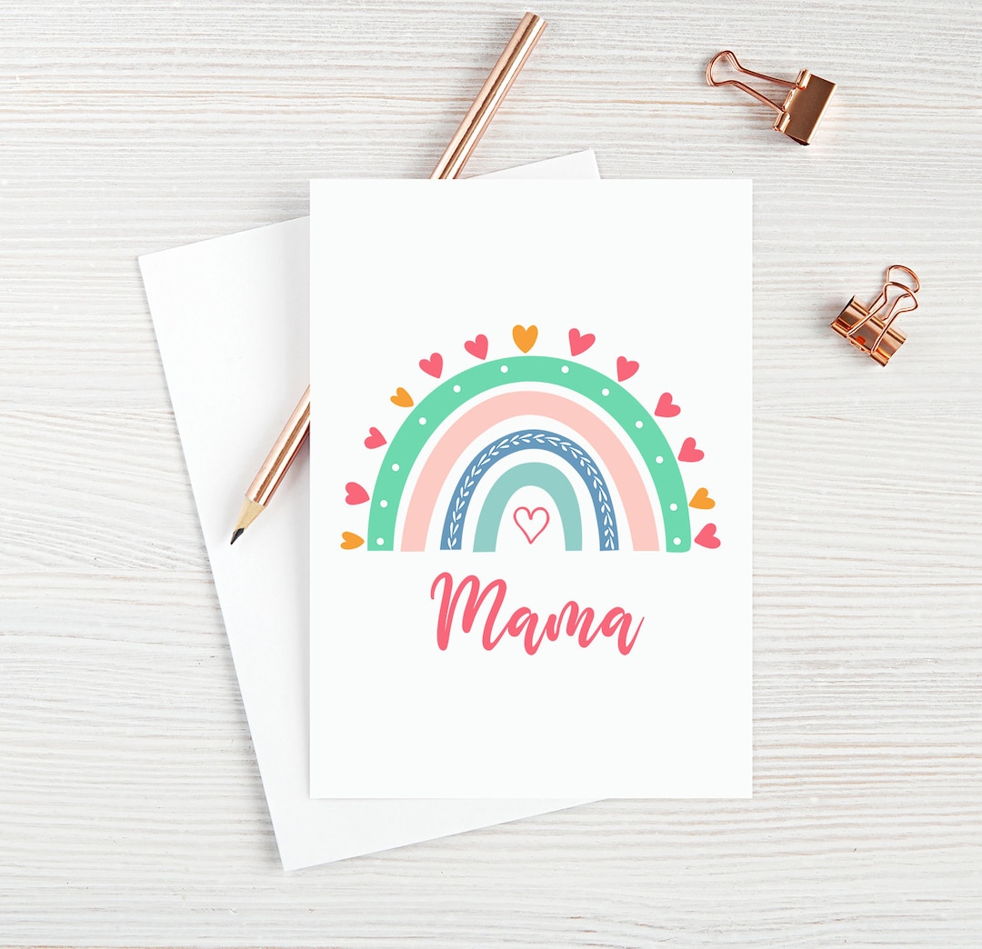 Mama Card Cute Mother's Day Card for Mama Rainbow Card Baby Shower Card ...