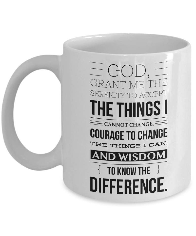 Serenity Prayer (front) Progress, Not Perfection (back) Mug Ceramic AA ...