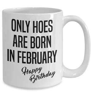 February Birthday Gifts for Her Funny Happy Birthday Mug Only Hoes Are ...