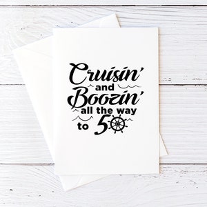 Happy 50th Birthday Card for Friend Cruisin' and - Etsy