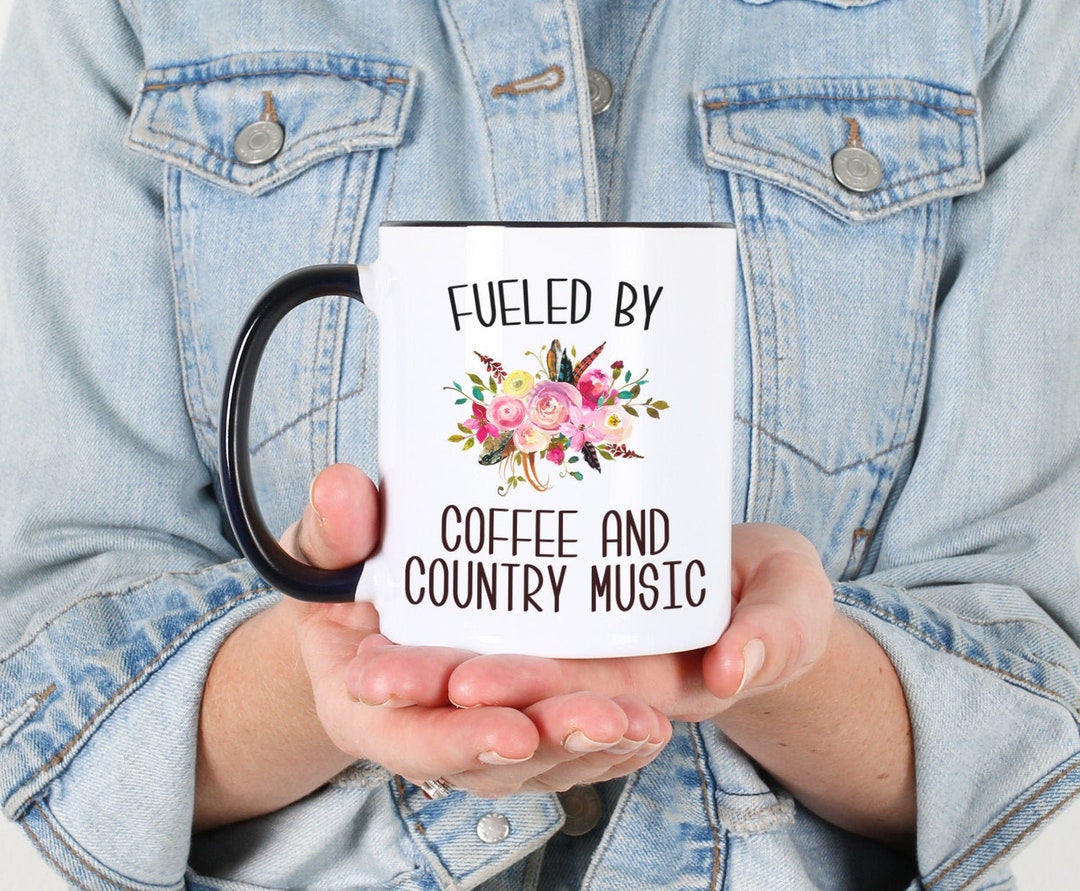 Fueled by Coffee and Country Music Mug Country Coffee Cup Cute Floral ...