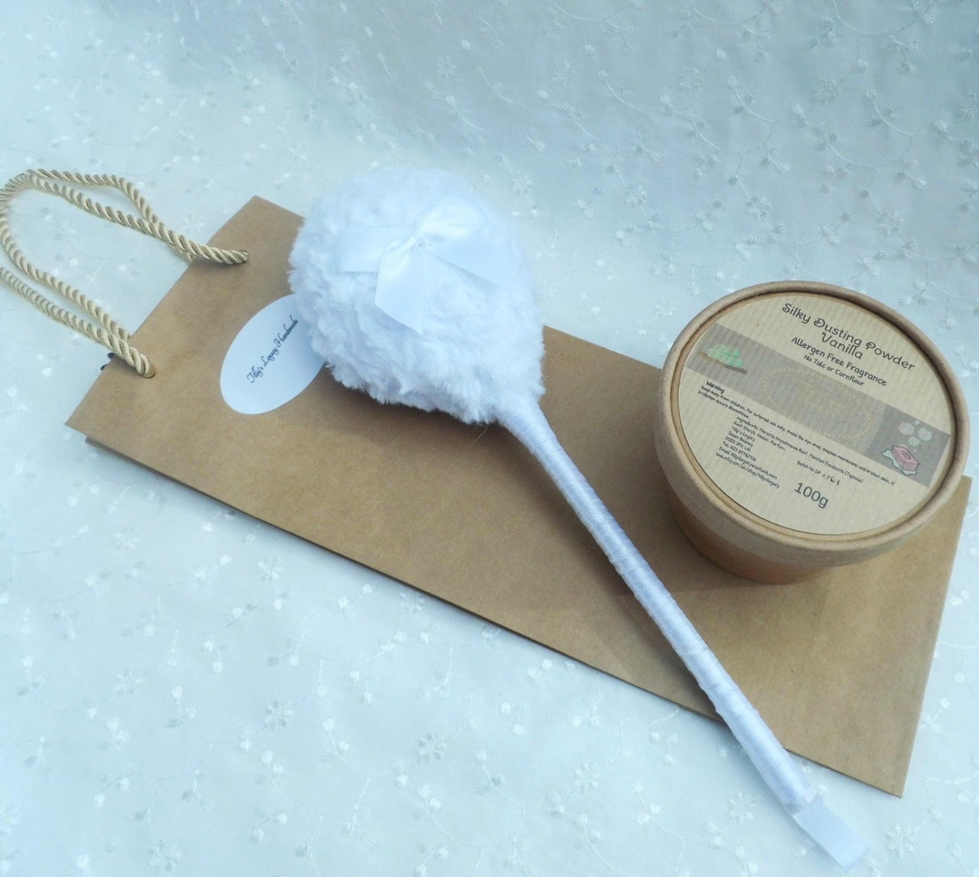 Mini White Wand Powder Puff and Powder Gift Bag. Your Choice 100gtalc ...