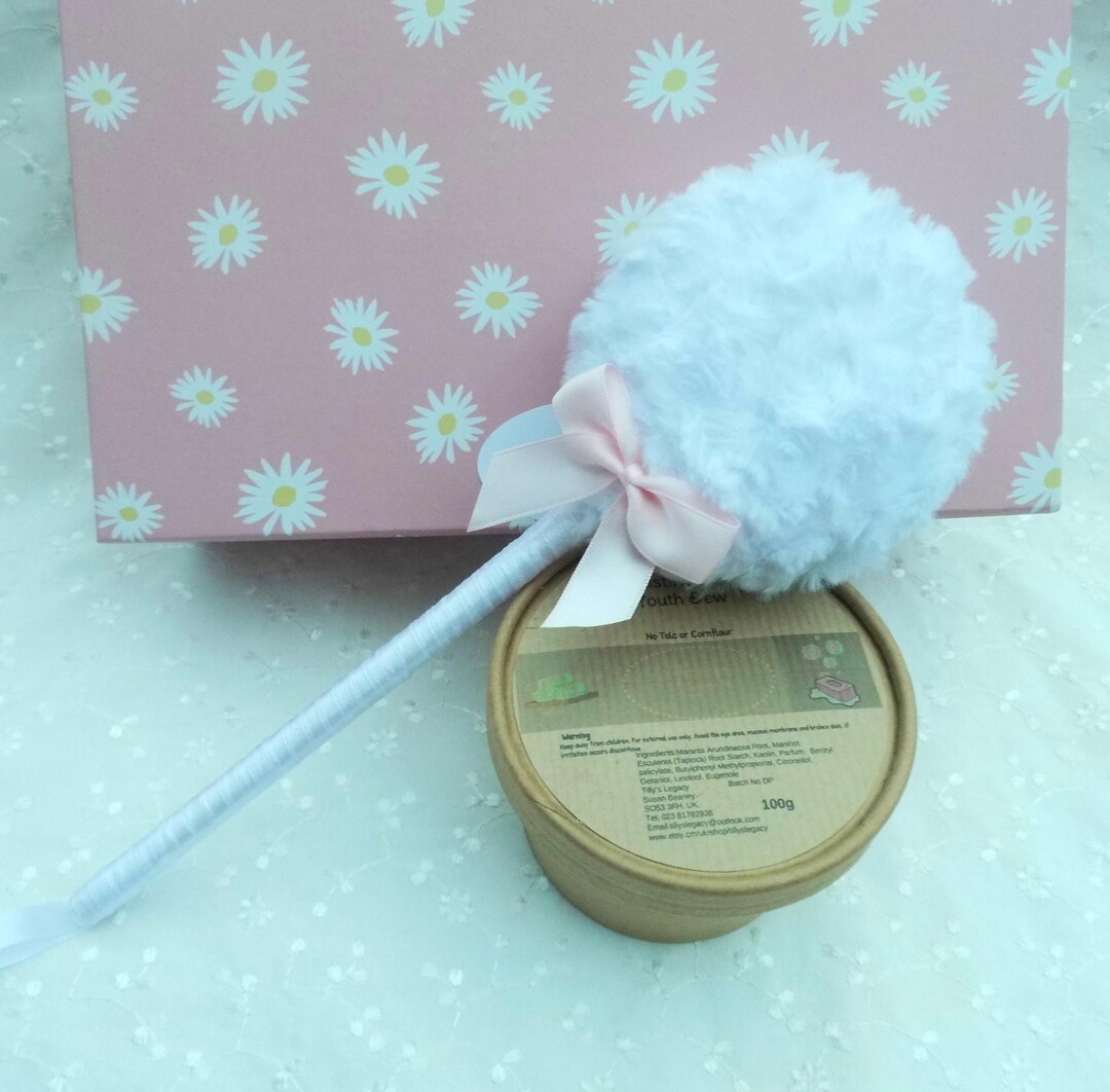 Powder, a White Mini Wand Powder Puff and Storage Gift Box. 100g ...
