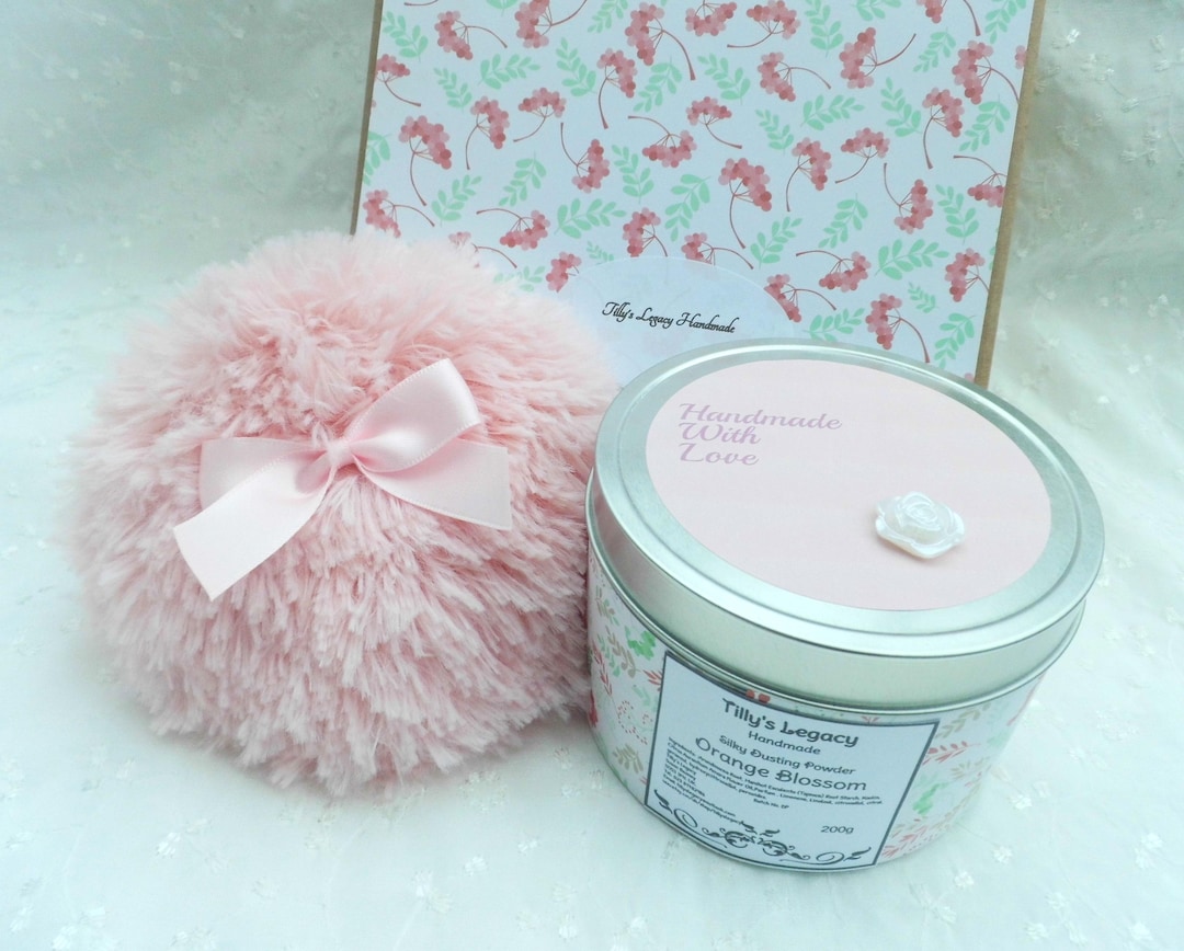 Orange Blossom Silky Dusting Powder 200g Tin and Mini Puff Gift Box ...
