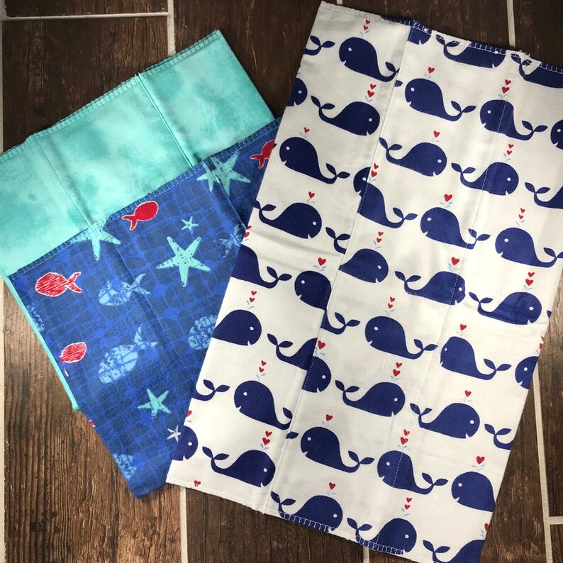 Whale Theme Flannel Burp Cloths - Absorbent 3-pack - Etsy