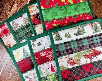 Holiday Mug Rug Sets Christmas Quilted Mug Rugs Set of 2 Mug Rugs ...