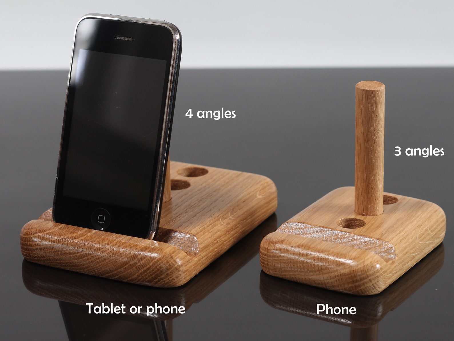 Phone Stand Adjustable, Solid Oak Wood, ALL Iphone, Samsung, HTC, Sony ...
